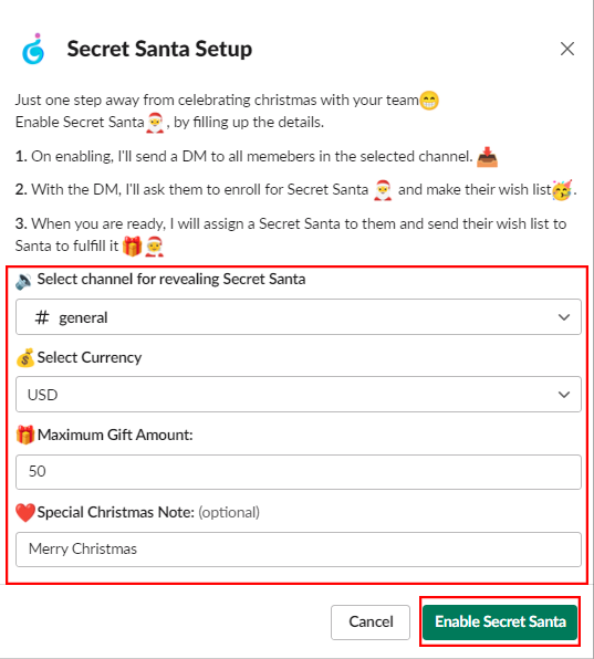 How to Enable Secret Santa?